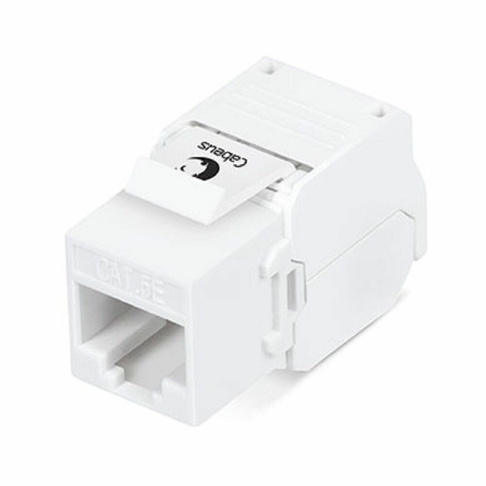 Cabeus Разъемы, Проходные адаптеры, Вставки KJ - RJ45 - Cat.5e - 180 - Toolless Вставка Keystone Jack RJ - 45 8P8C , 180 градусов, категория 5e, без инструмента Toolless, белая