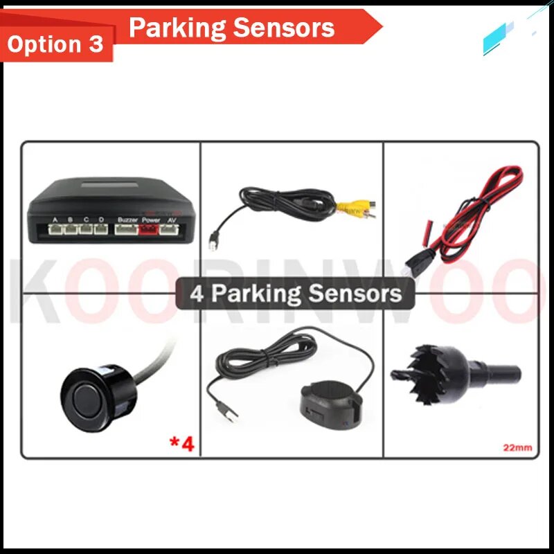 Парктроник с камерой, 4 ночного видения, 8 светодиодов, Black Sensors, Option 3