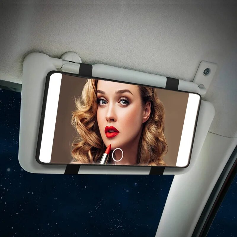Автомобильное косметическое зеркало, солнцезащитный козырек, зеркало BeltledLight, заполняющее косметическое автомобильное зеркало для макияжа, зеркало для красоты с зарядкой, Black