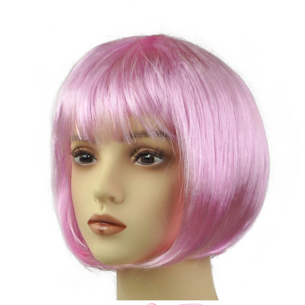 Розовый парик боб для косплея, светлый оттенок