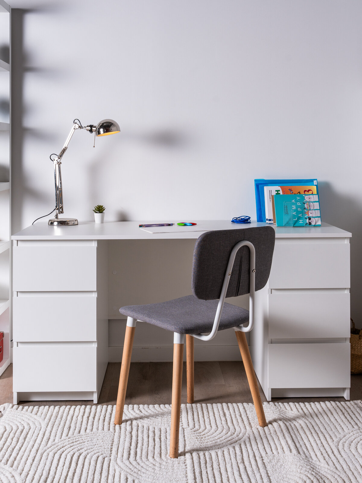 Стол письменный ГУД лакк Кастор, 6 ящиков, 151х65х75 см, белый