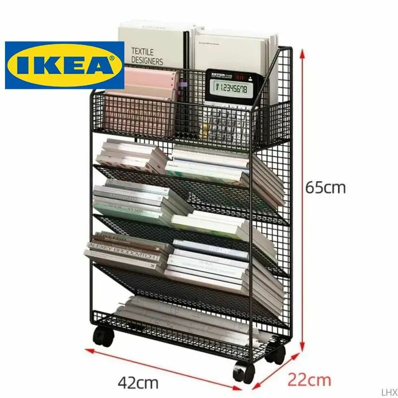 Этажерка органайзер для книг напольный на колесах