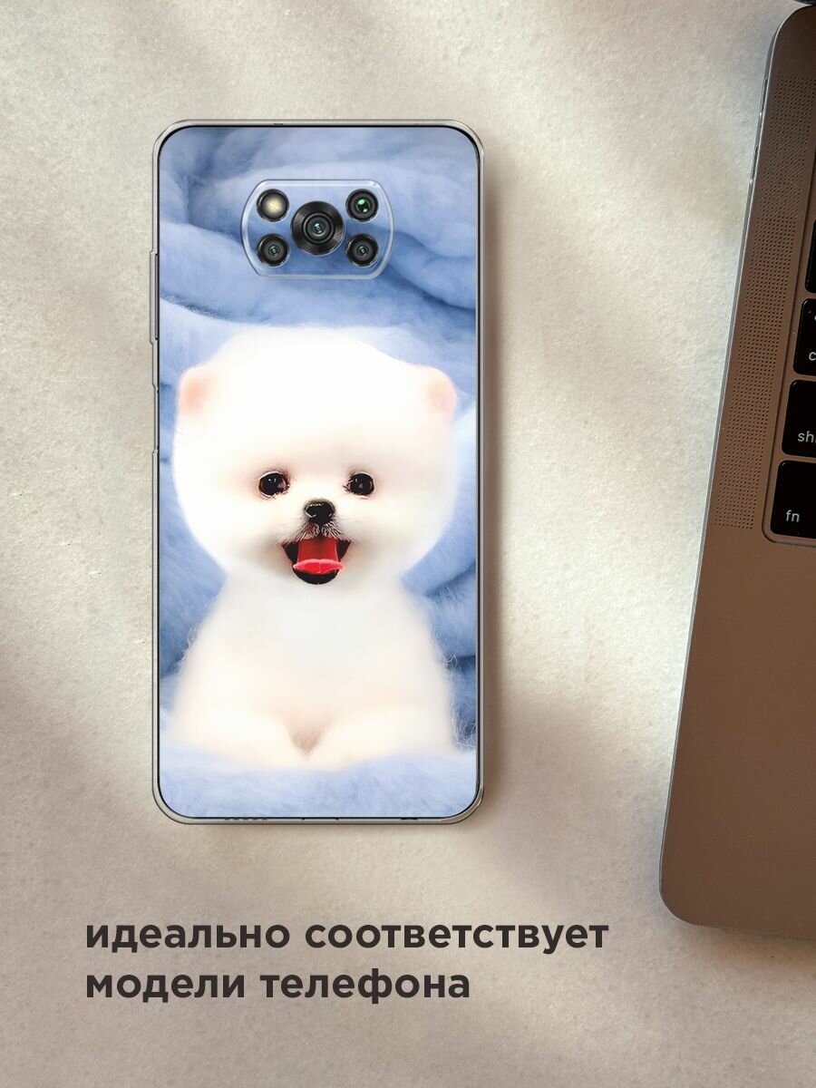 Чехол на Xiaomi Poco X3/X3 Pro / Поко X3/X3 Pro с принтом Белый пёсик — фото 1