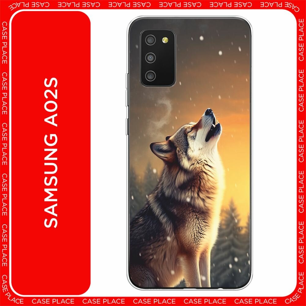Чехол на Samsung Galaxy A02s / Самсунг Галакси A02s с принтом "Воющий волк"
