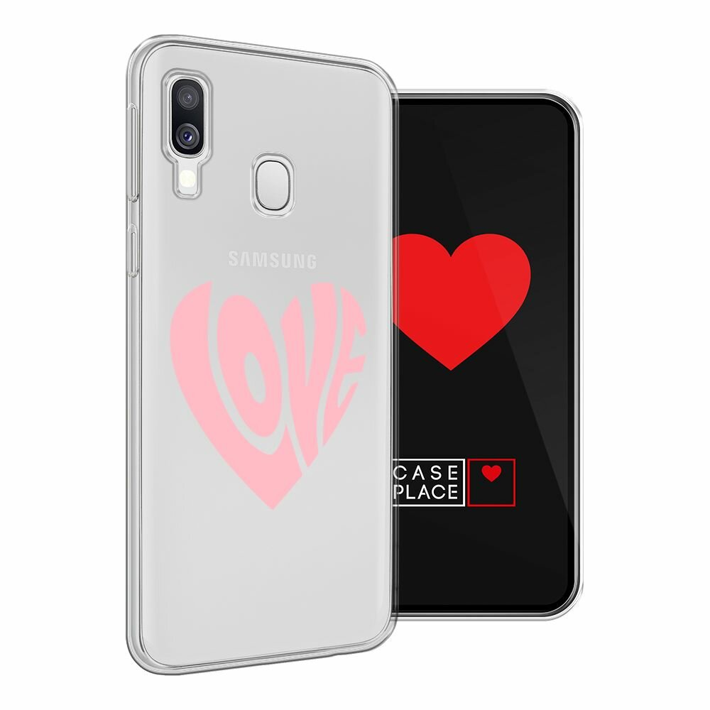 Чехол на Samsung Galaxy A40 / Самсунг Галакси А40 с принтом "Love heart 3 - 14 февраля", прозрачный — фото 1