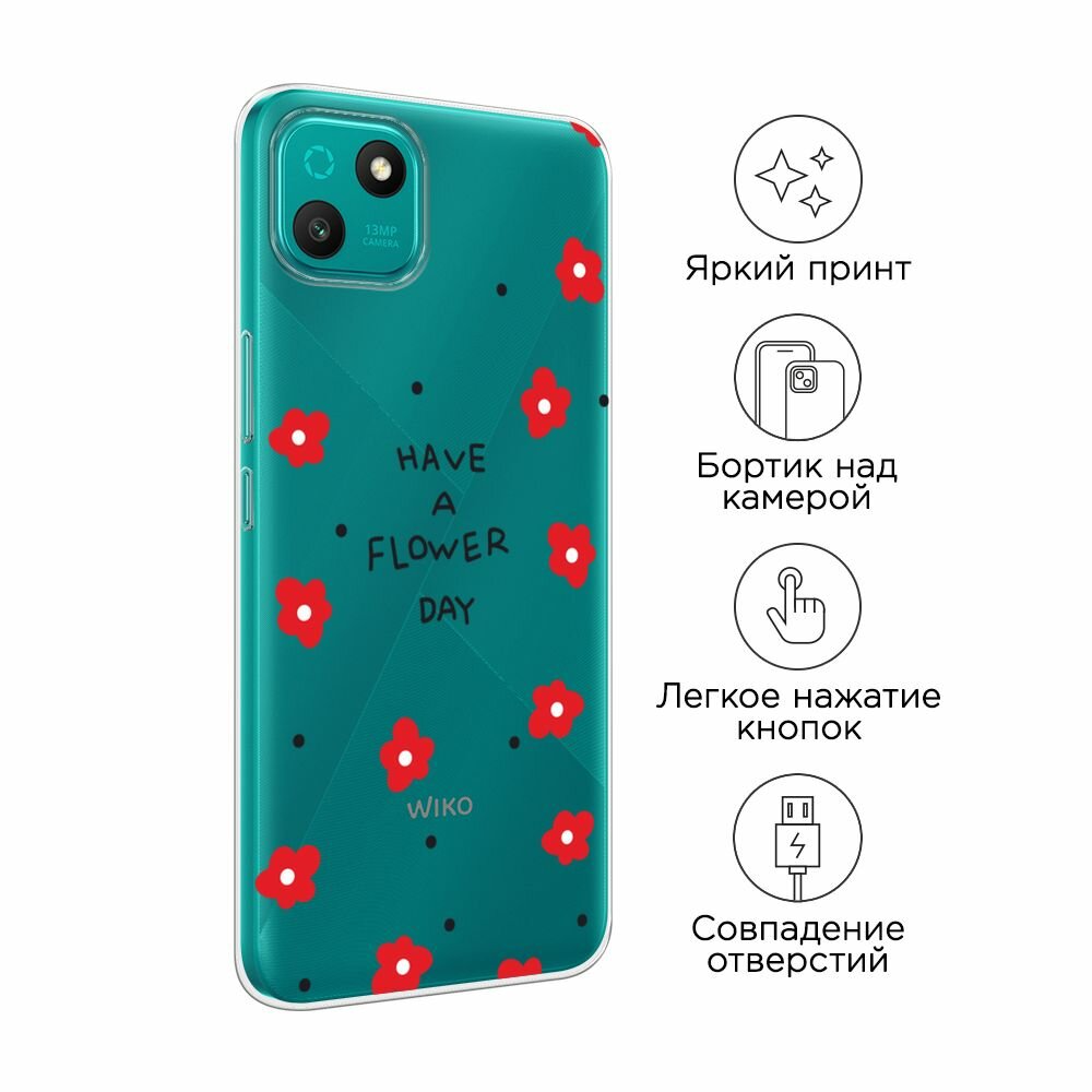 Чехол на Wiko T10 / Вико Т10 с принтом "Have a flower day 2", прозрачный — фото 1