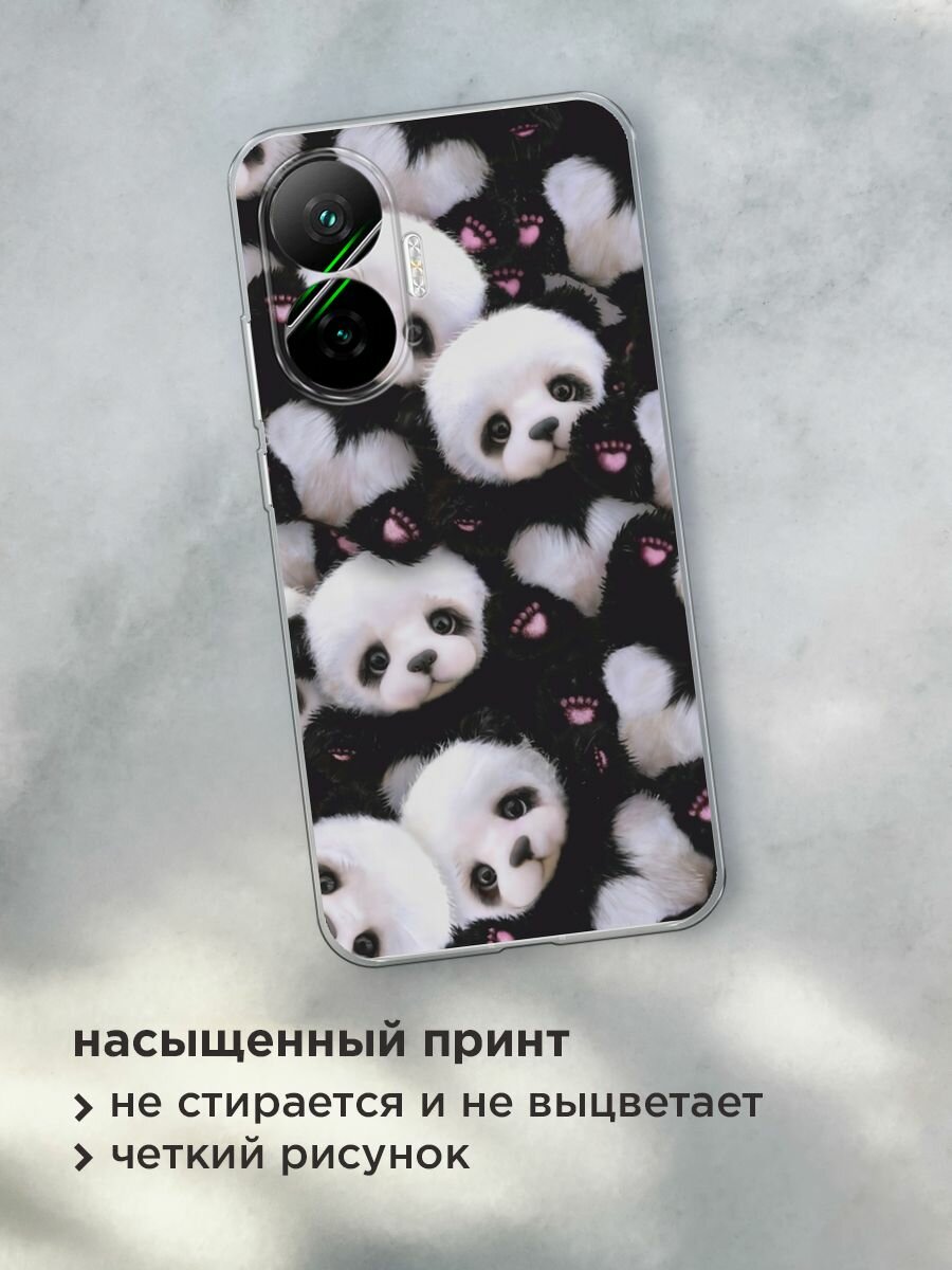 Силиконовый чехол на Poco F7 / Поко F7 с принтом "Море панд" — фото 1