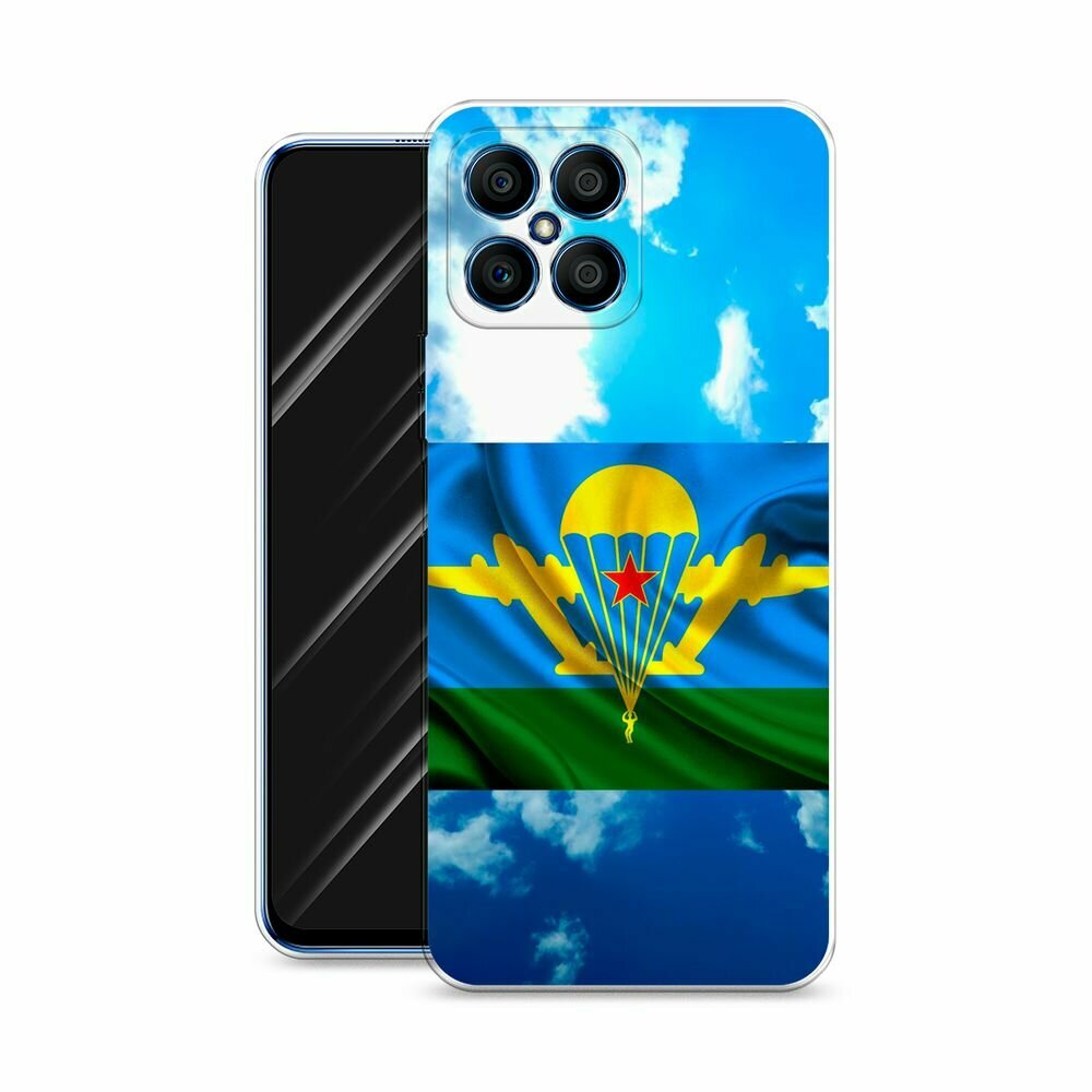 Чехол на Honor X8 / Хуавей X8 с принтом "ВДВ флаг в небесах" — фото 1