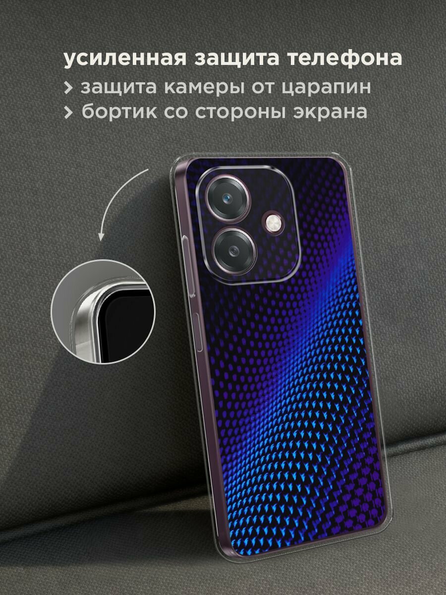 Силиконовый чехол на Oppo A3/A3x / Оппо А3/A3x с принтом "Синий карбон" — фото 1