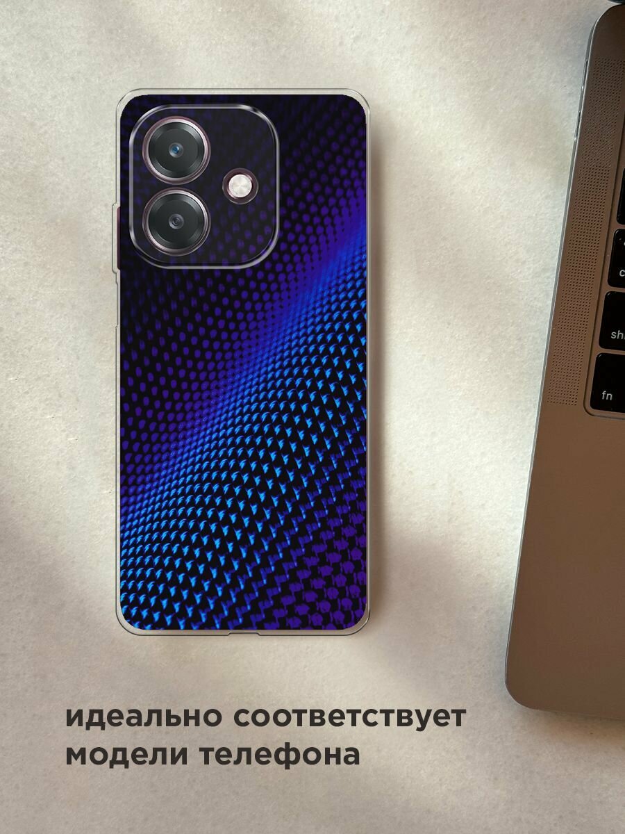 Силиконовый чехол на Oppo A3/A3x / Оппо А3/A3x с принтом "Синий карбон" — фото 1