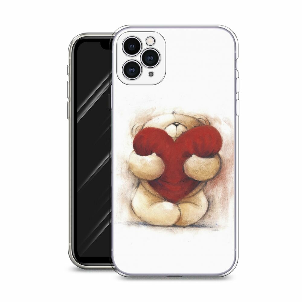 Чехол на Apple iPhone 11 Pro Max / Айфон 11 Про Макс с принтом "Мишка с сердцем 1" — фото 1
