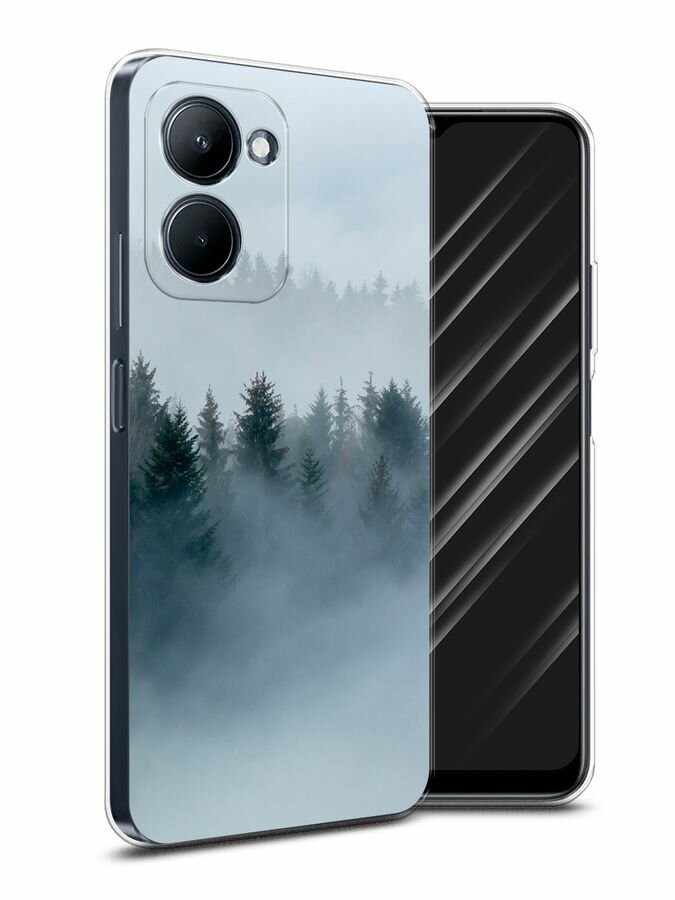 Силиконовый чехол на Realme C33 / Реалми С33 с принтом "Лес в тумане"
