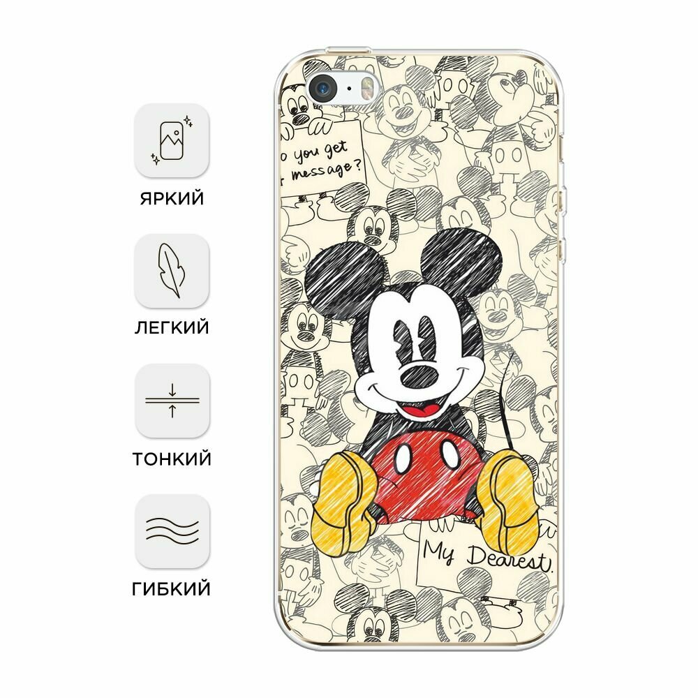 Чехол на Apple iPhone 5/5S/SE / Айфон 5/5S/SE с принтом "Микки Маус" — фото 1