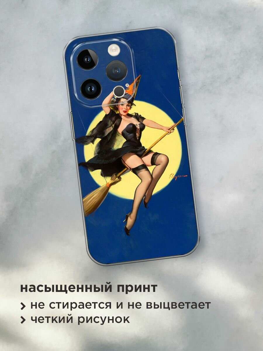 Чехол на Apple iPhone 14 Pro / Айфон 14 Про с принтом Pin-Up Witch — фото 1