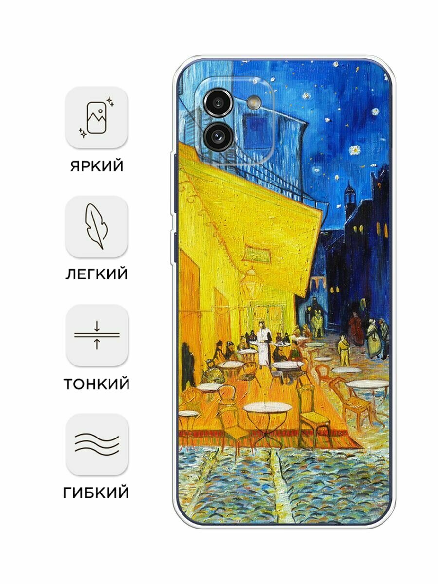 Чехол на Samsung Galaxy A03 / Самсунг Галакси А03 с принтом "Ван Гог Желтый дом" — фото 1