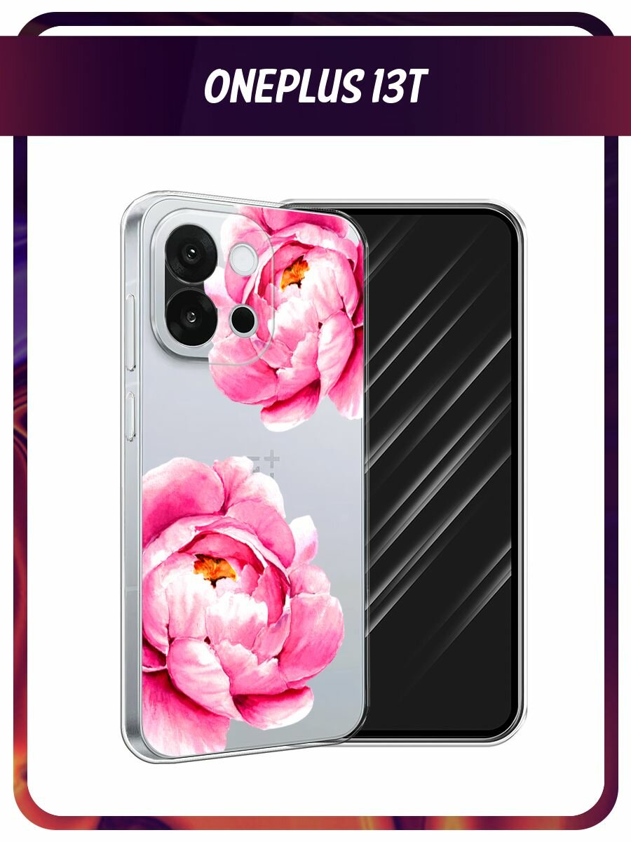 Чехол на OnePlus 13T / Ван Плас 13Т с принтом "Open peonies", прозрачный