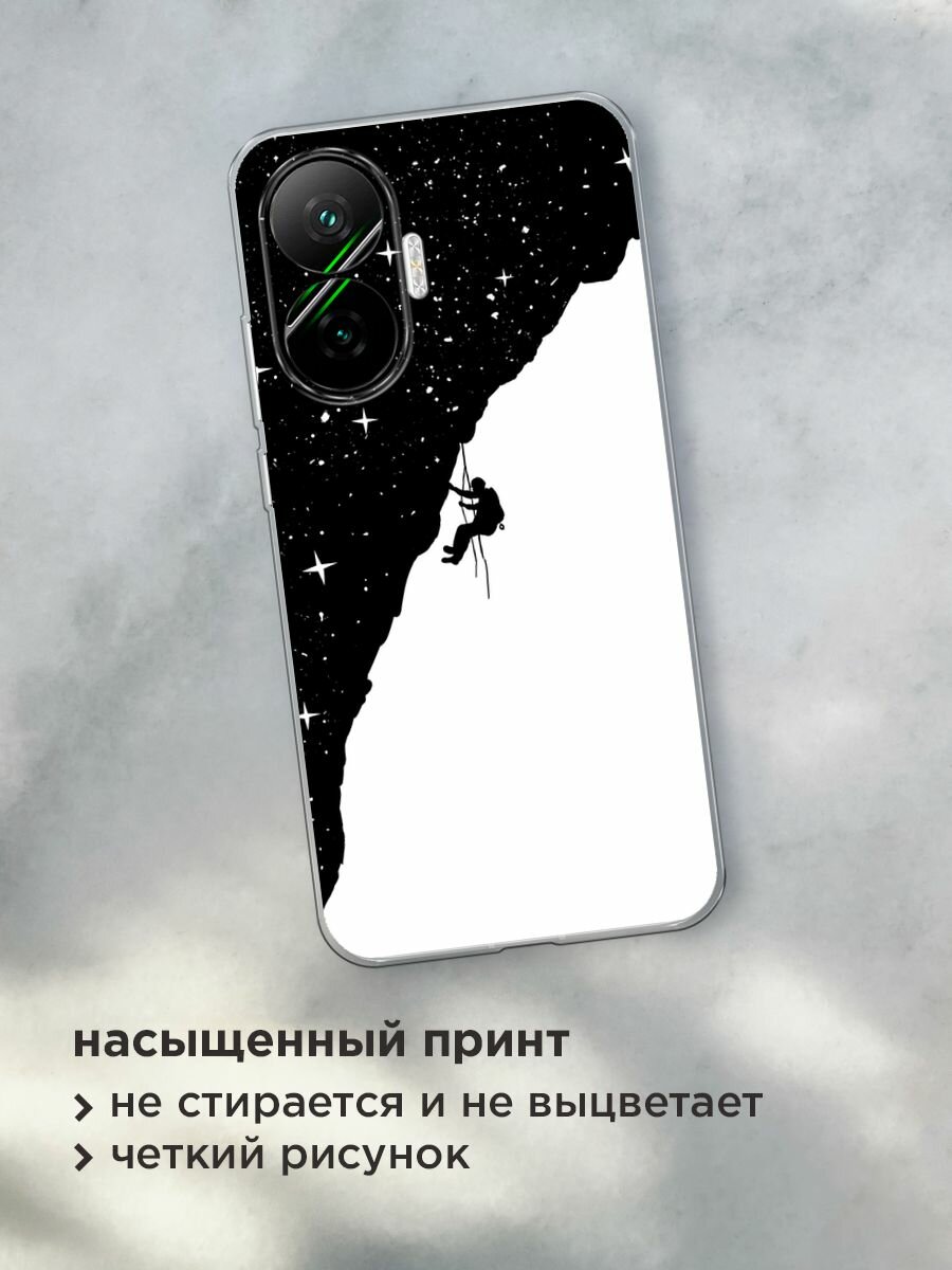 Чехол на Poco F7 / Поко F7 с принтом "Космический альпинист" — фото 1