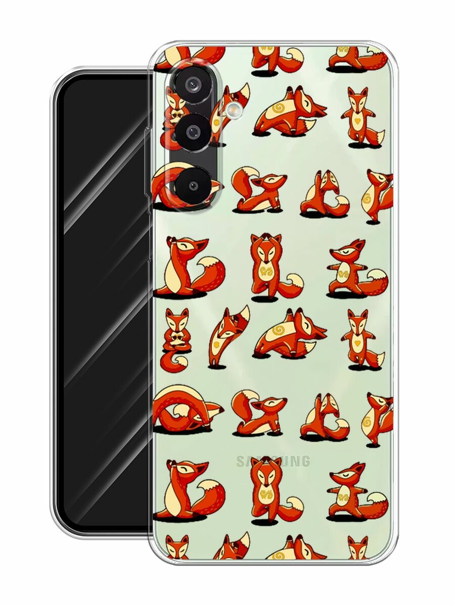 Чехол на Samsung Galaxy M16 / Самсунг Галакси М16 с принтом "Йога для лисы", прозрачный — фото 1