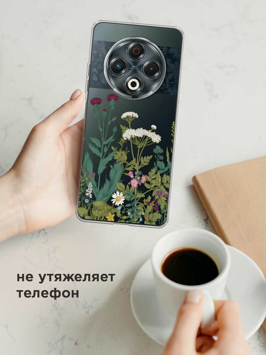 Чехол на Tecno Spark 30 / Текно Спарк 30 с принтом "Дикие полевые цветы", прозрачный — фото 1