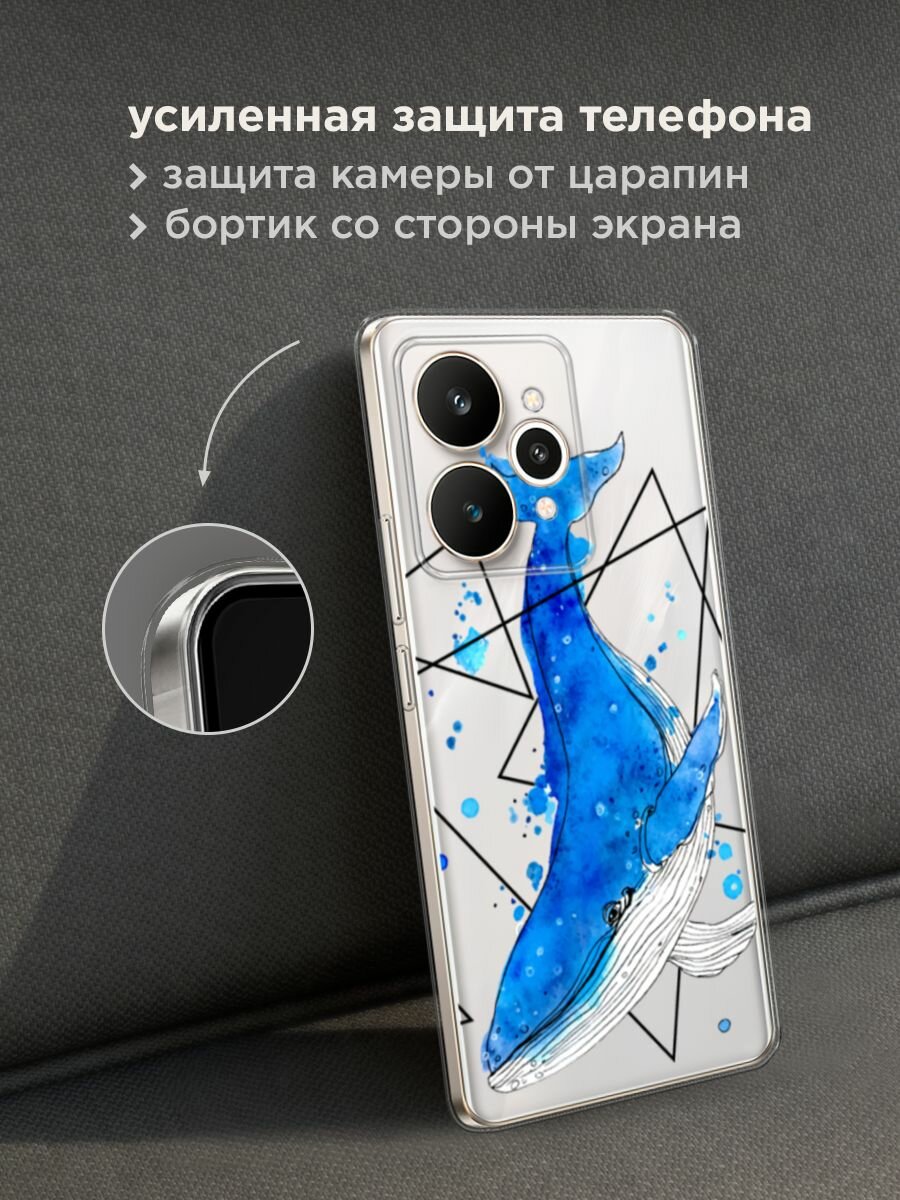 Чехол на Realme 15 / Реалми 15 с принтом "Кит графика", прозрачный — фото 1
