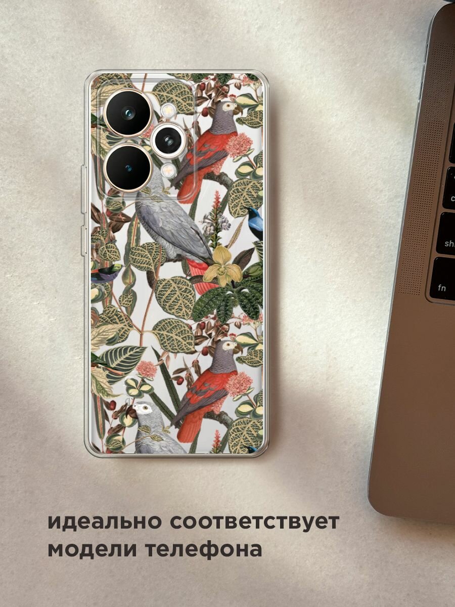 Чехол на Realme 15 Pro / Реалми 15 Про с принтом "Tropical pattern", прозрачный — фото 1