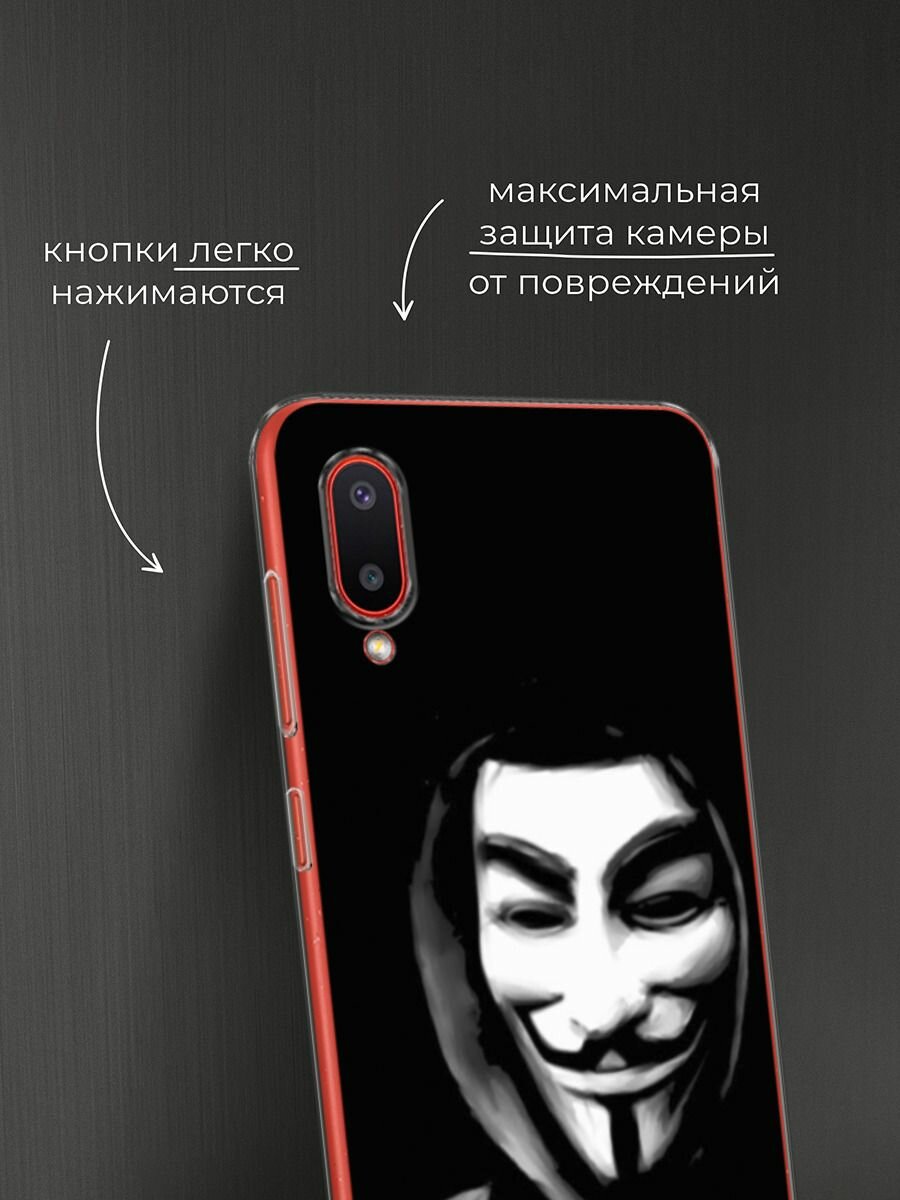 Чехол на Samsung Galaxy A02 / Самсунг Галакси А02 с принтом "Анонимус" — фото 1