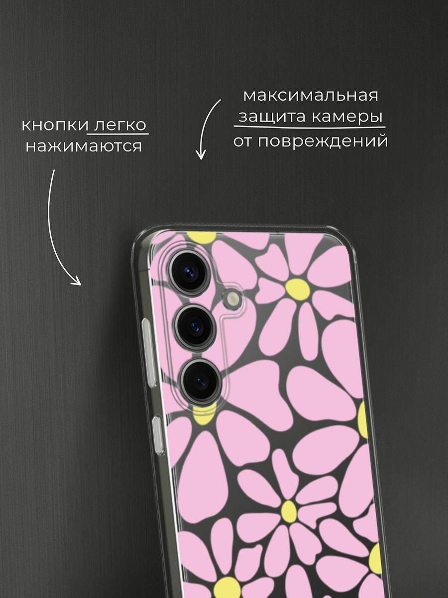 Чехол на Samsung Galaxy S25 / Самсунг S25 с принтом "Розовые лепестки 2", прозрачный — фото 1
