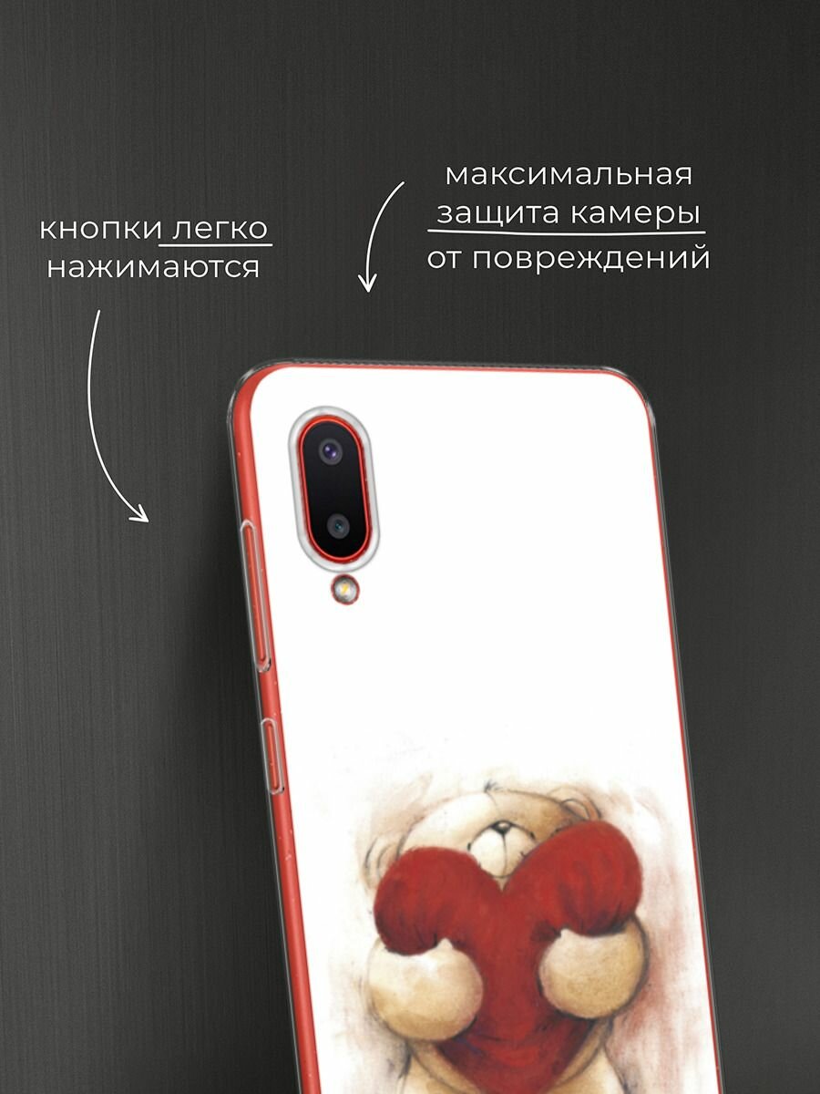 Чехол на Samsung Galaxy A02 / Самсунг Галакси А02 с принтом "Мишка с сердцем 1" — фото 1