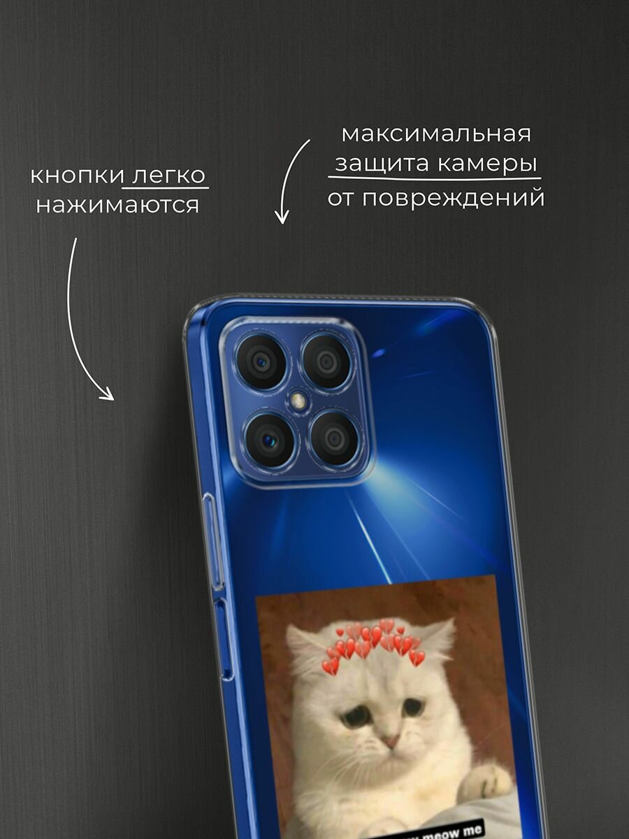 Чехол на Honor X8 / Хуавей X8 с принтом "Грустный котик" — фото 1
