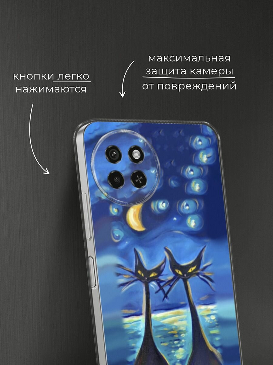 Чехол на Itel S23 / Ител S23 с принтом "Влюбленные котики 7" — фото 1