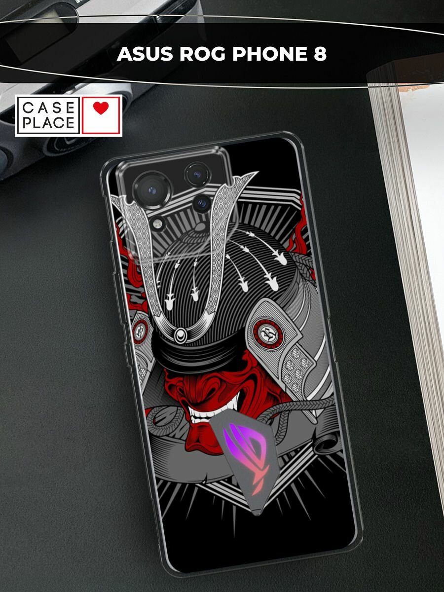 Чехол на Asus ROG Phone 8 / Асус Рог Фон 8 с принтом "Красная маска самурая"
