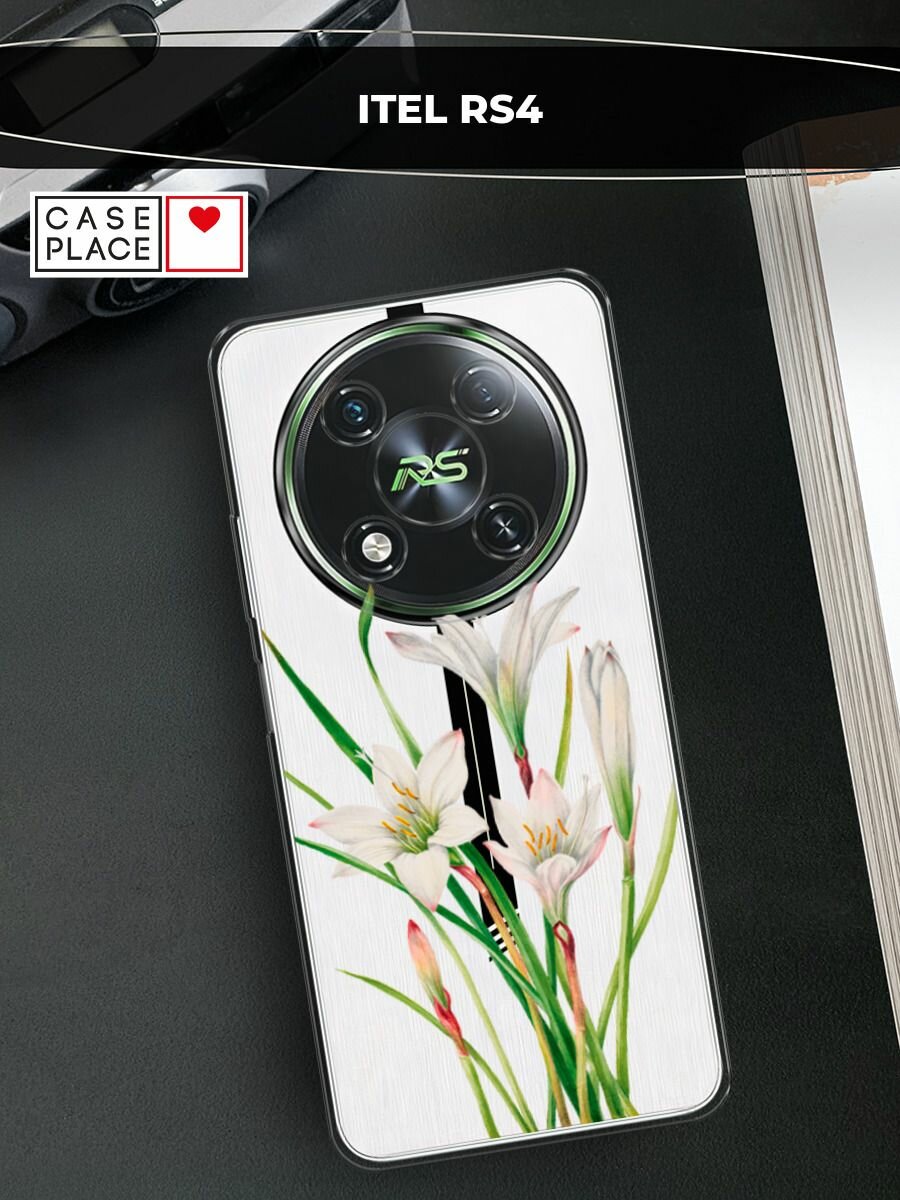 Чехол на Itel RS4 / Ител РС4 с принтом "White lily", прозрачный