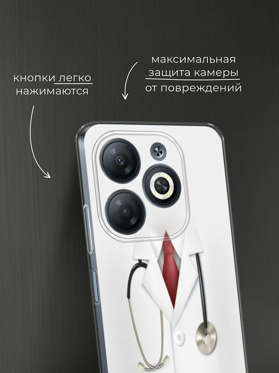 Чехол на Infinix Smart 8/8 HD/HOT 40i / Инфиникс Смарт 8/8 HD/HOT 40i с принтом "Халат врача" — фото 1