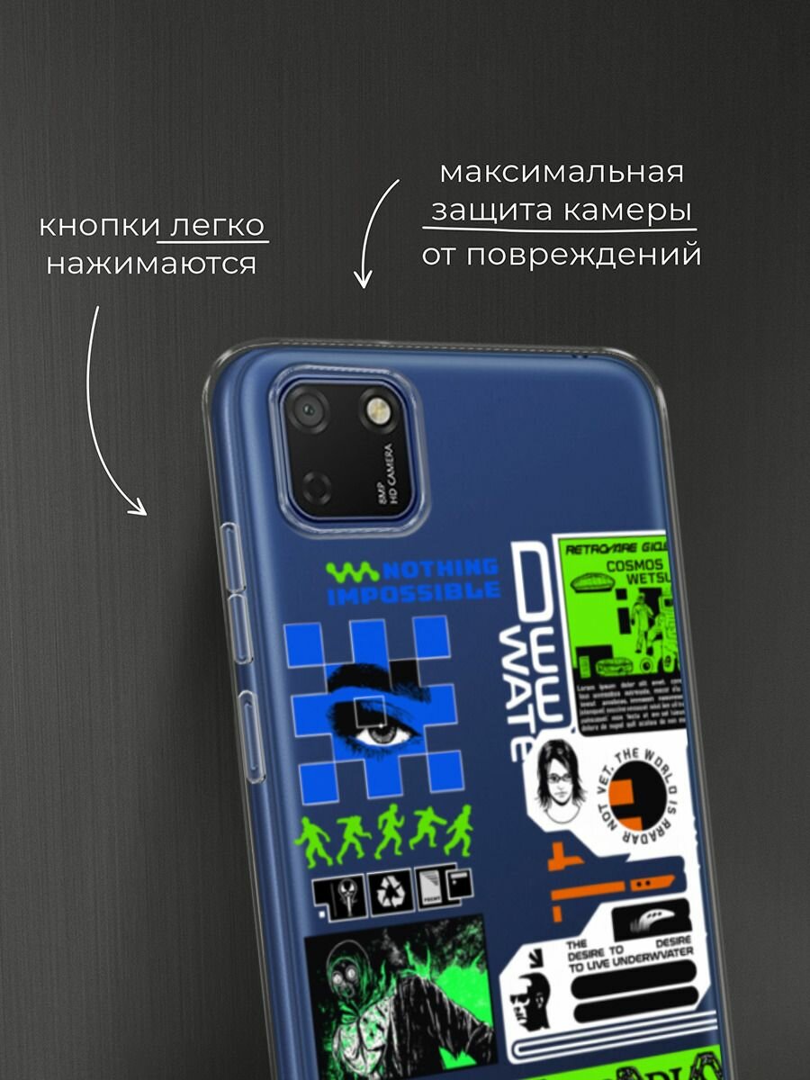 Чехол на Honor 9S/Huawei Y5p / Хонор 9S/Хуавей Y5p с принтом "Nothing impossible", прозрачный — фото 1