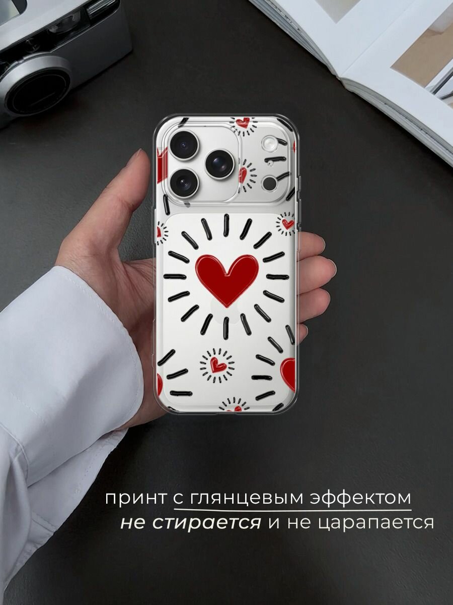 Чехол на Apple iPhone 17 Pro / Айфон 17 Про с принтом "Бордовые сердца паттерн" — фото 1