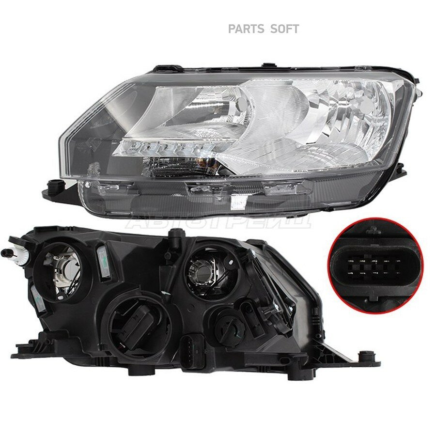 Фара Skoda Rapid 17-20 (Слева/ Галоген/ ДХО/ С электрокорректором) SAT ST-665-1130L | цена за 1 шт