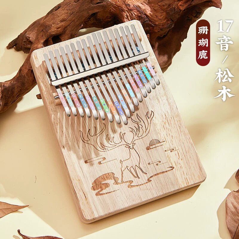 21-тональная калимба из сосны для начинающих, 17-тональная коралловая калимба для девочек, популярный музыкальный