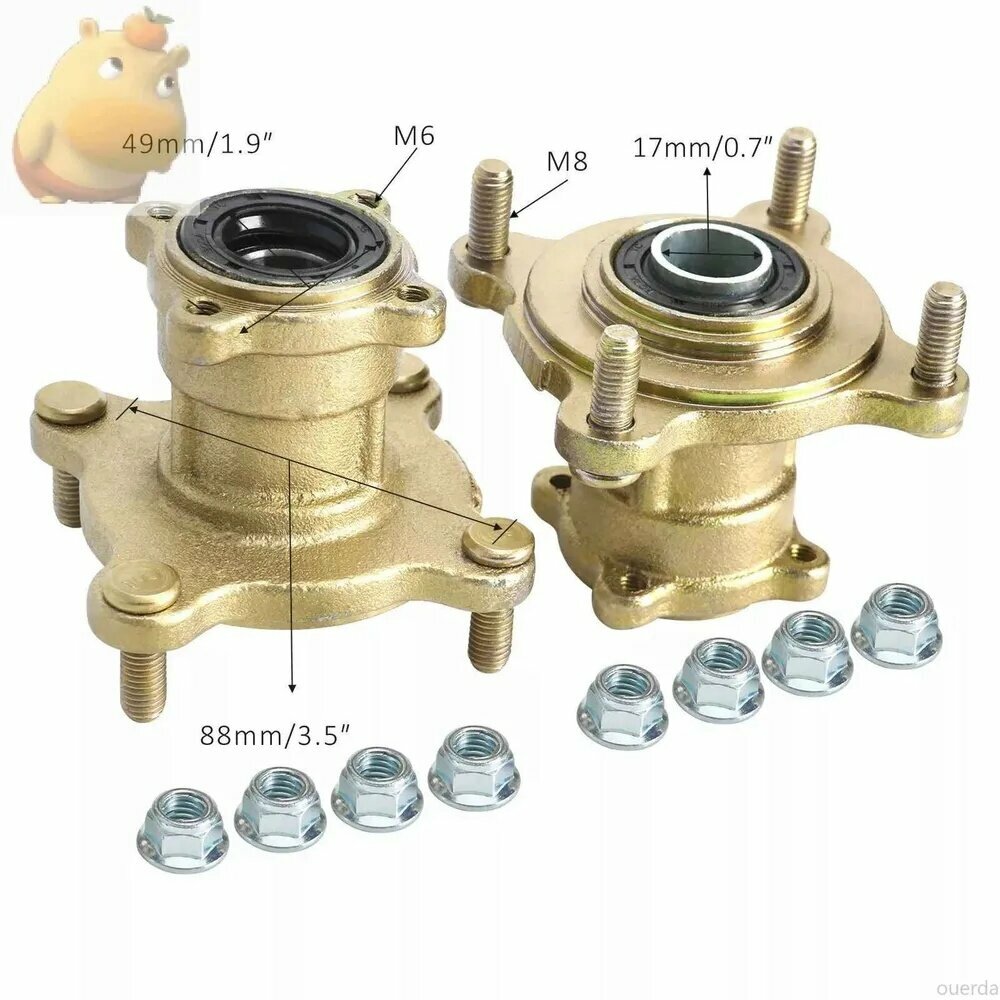 Пара 17-миллиметровых подшипников с 4 шпильками, ступица обода переднего колеса для картинга, квадроцикла, квадроцикла, багги, трайка-ouerda