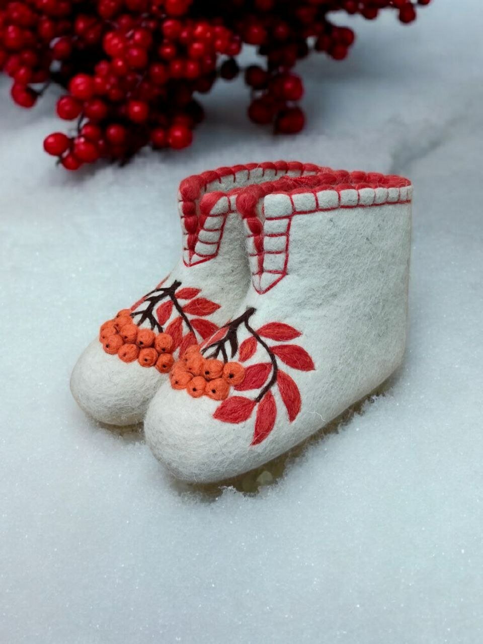 Чувашские валенки ручной работы с вышивкой, из натуральной шерсти