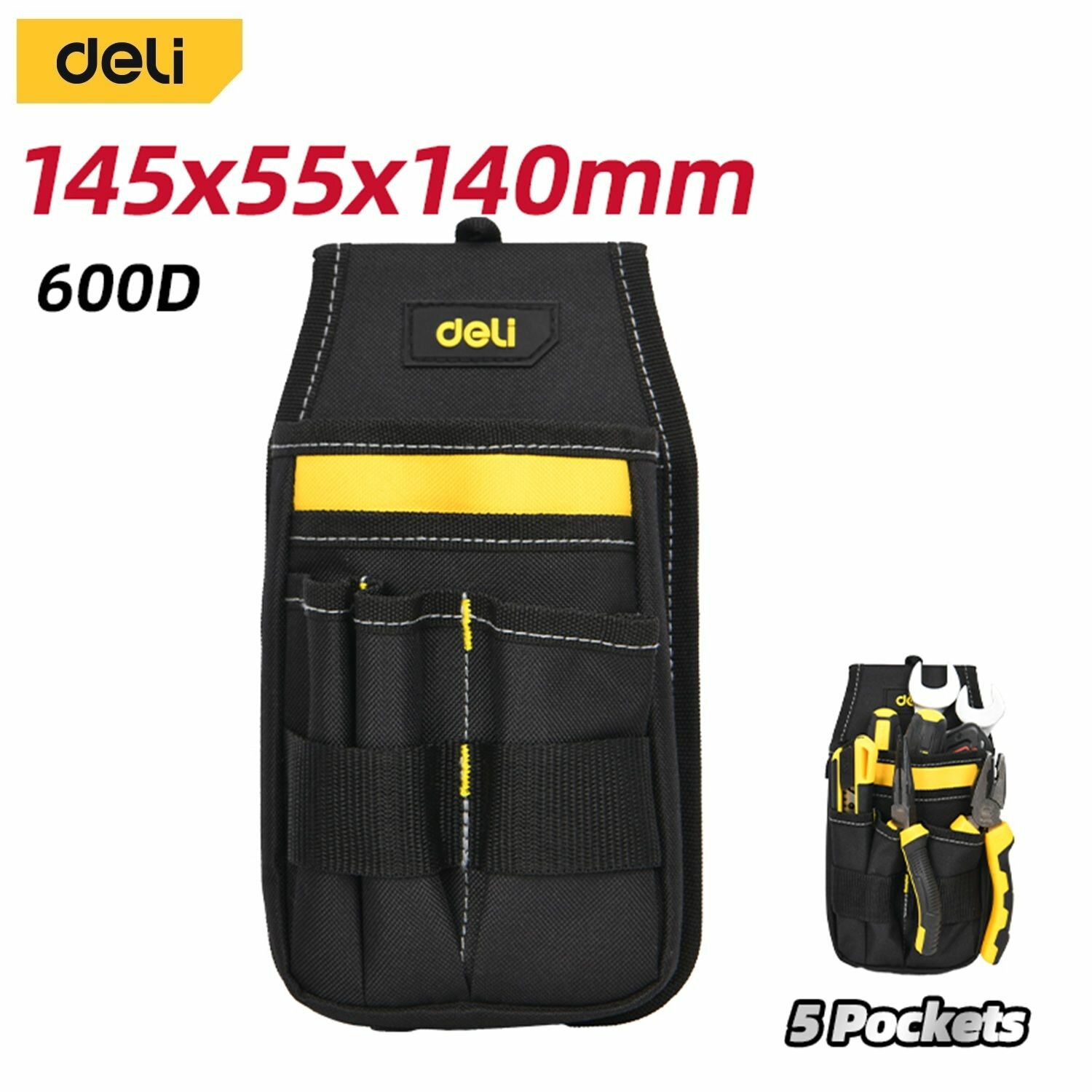 Поясная сумка монтажника Deli DLP11 (2 основных отделения, 5 кармашков)
