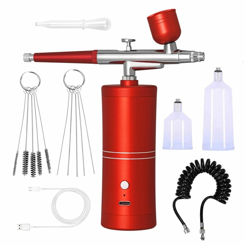 Аэрограф для маникюра и живописи 0.3 мм, красный