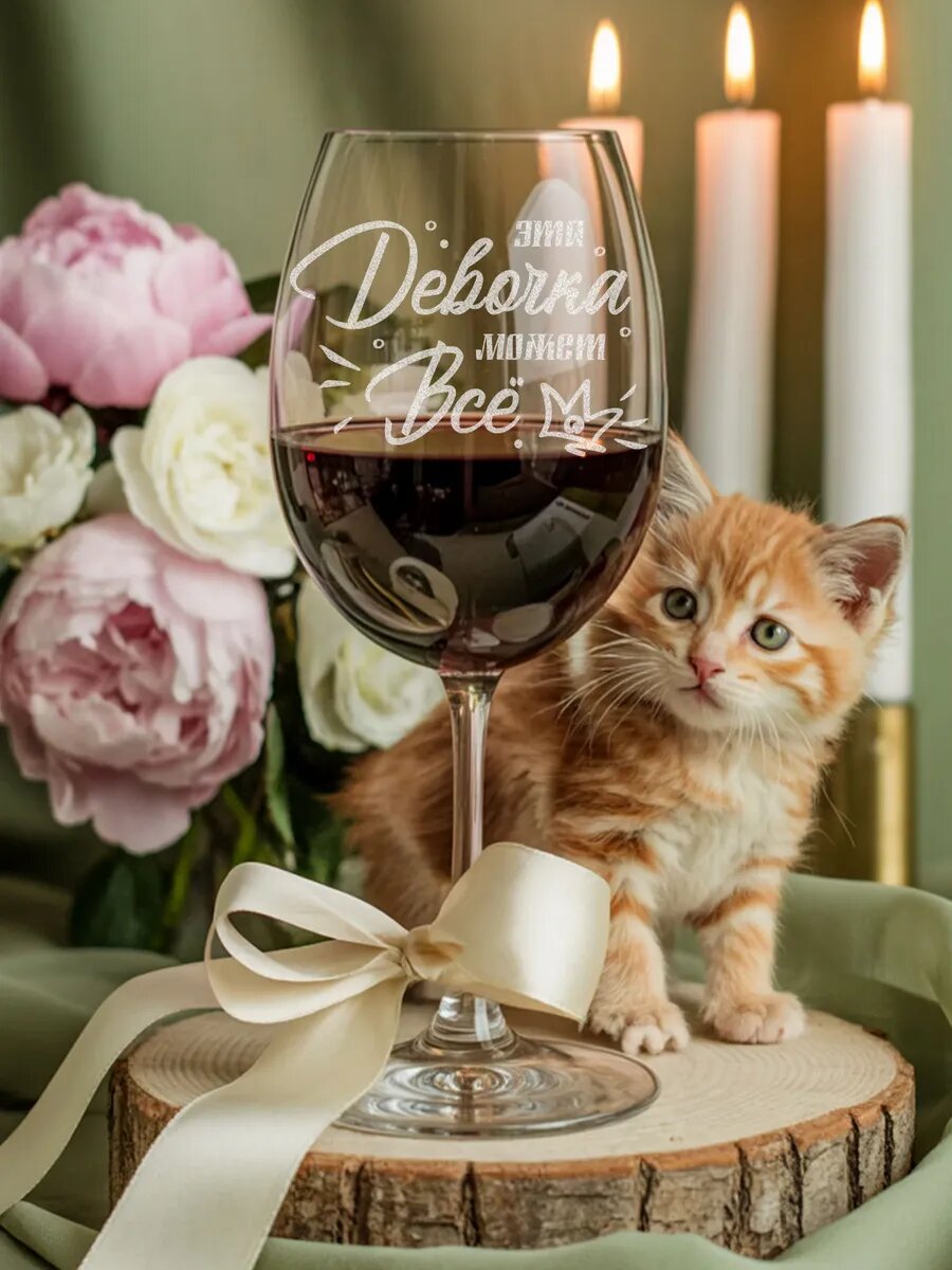 Бокал с надписью Может всё