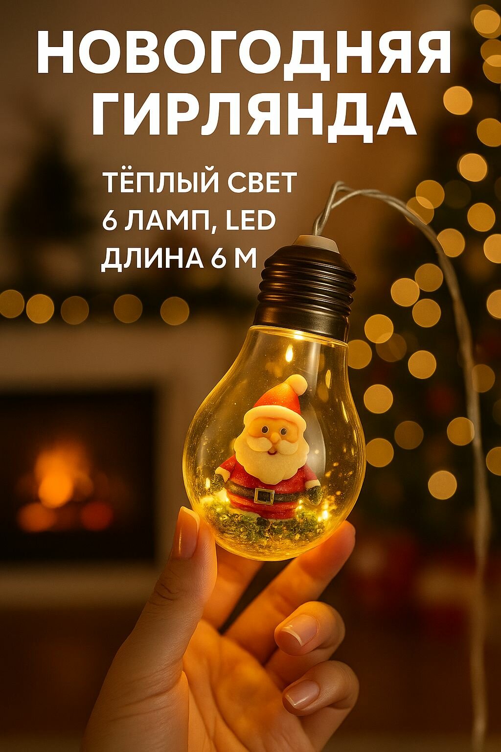 Новогодняя LED-гирлянда ANDOWL, шары с декором