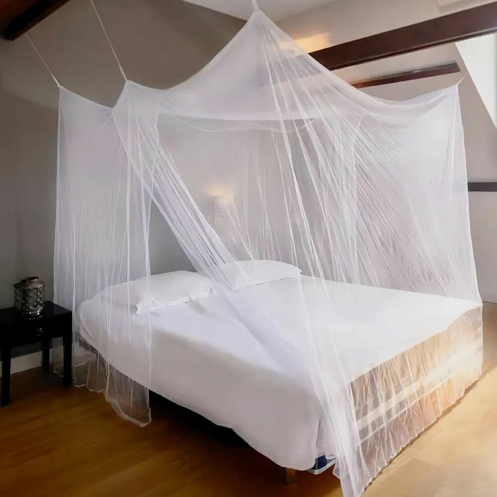 Белая односпальная кровать с двуспальной кроватью и балдахином, универсальная квадратная москитная сетка с куполом, подходящая для семейного отдыха на природе 1.8*2*1.9 рис