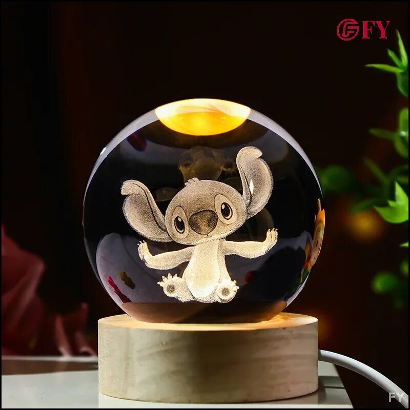 Ночник "Лило и Стич" из стекла Disney, Stitch B, 6cm Warm light base