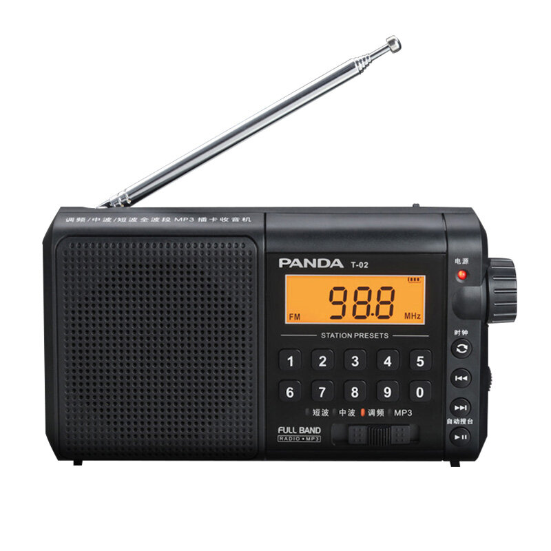 Радиоприемник PANDA T-02, черный, компактный, FM/AM, Bluetooth