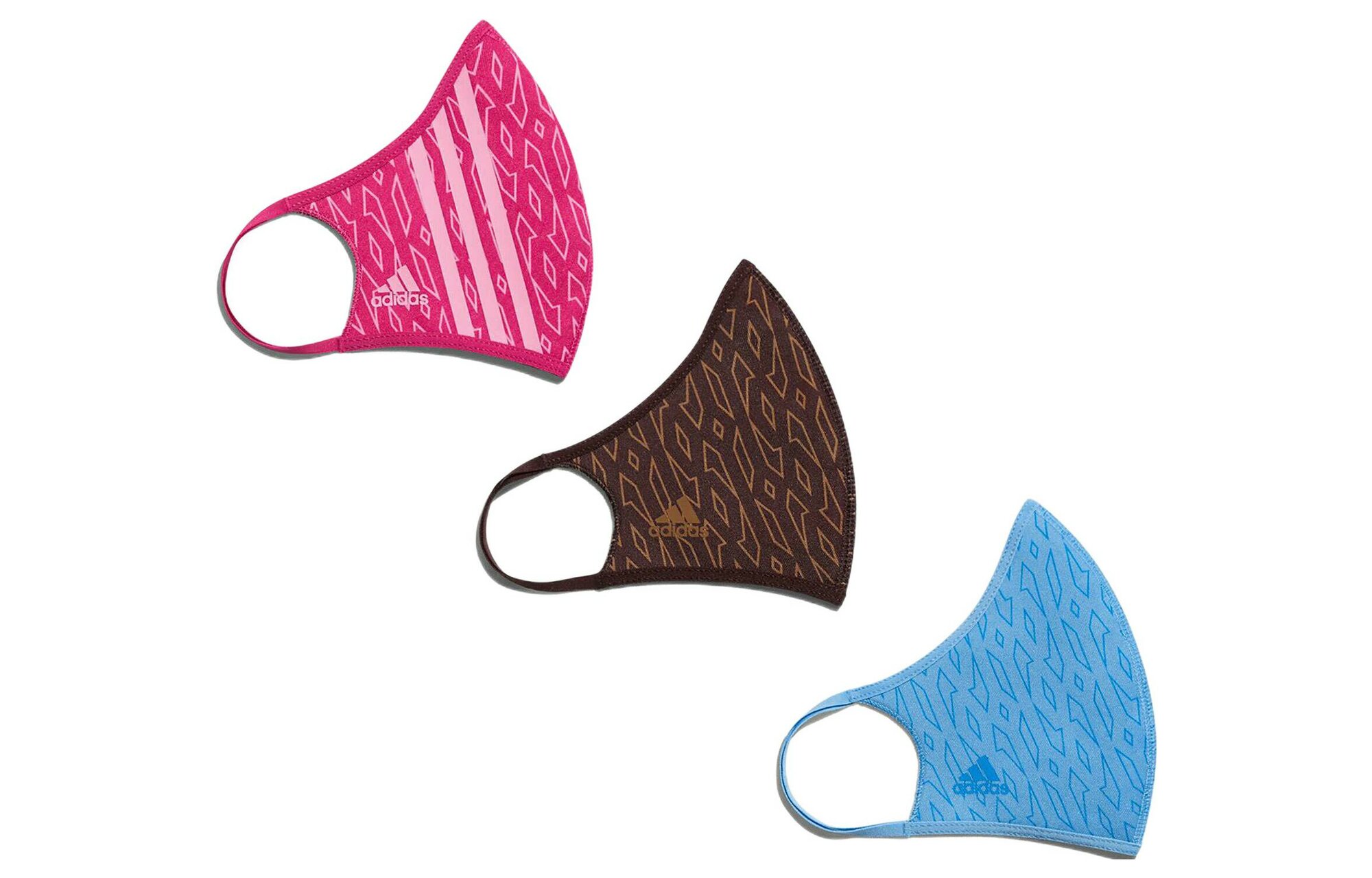 Маски для лица унисекс Adidas Ivy Park Monogram, 3 шт, pink/brown/blue, размер S EU