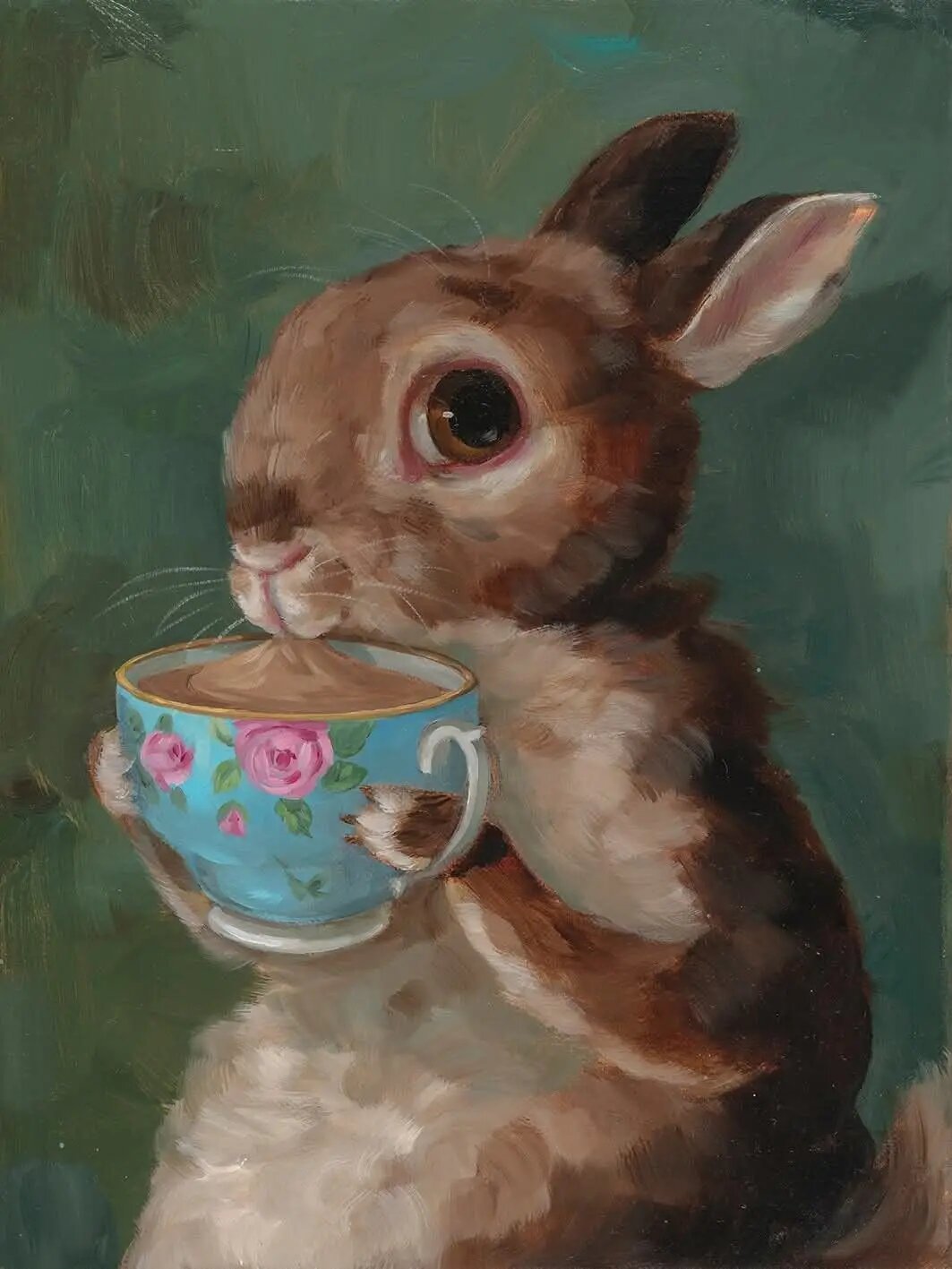 Живопись "Зайчик с чаем", холст 40x60см, цвет HY