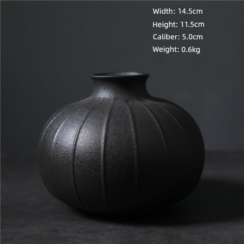 Ручная работа грубая керамика фонарь ваза для водных растений и чайного церемониала, черная керамическая ваза для цветов