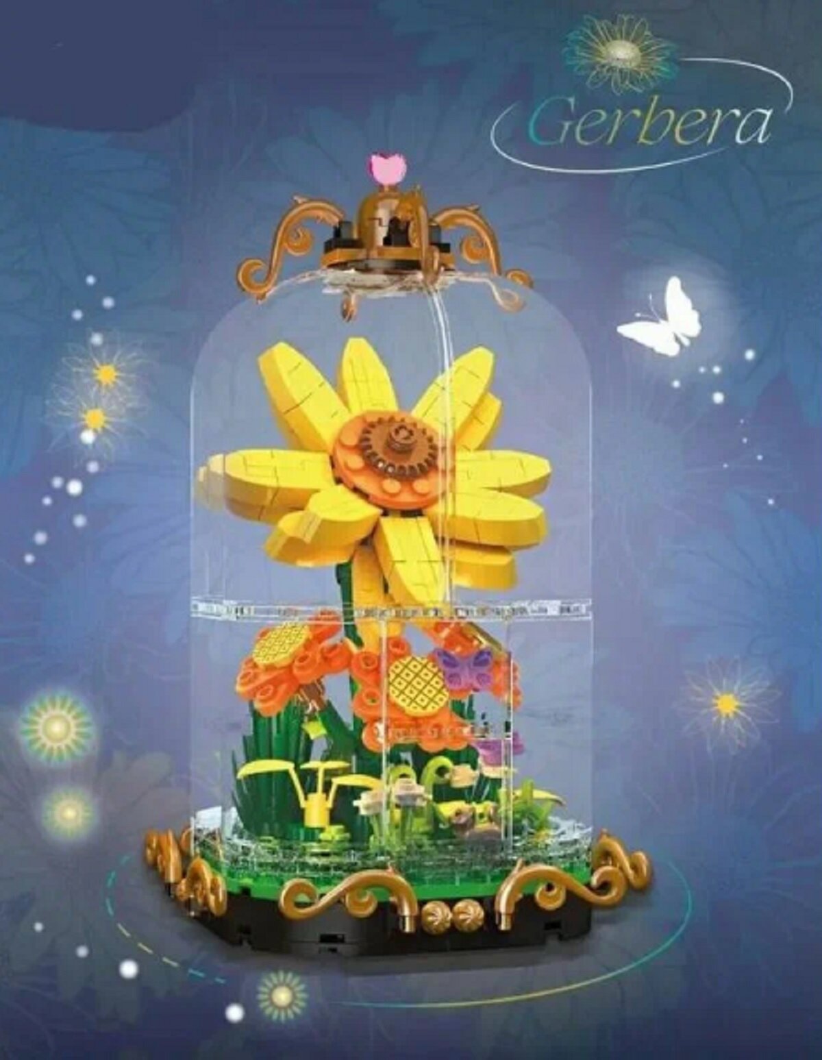 Конструктор JJ9086 JEA STAR Африканское солнце Гербера с подсветкой 323 детали